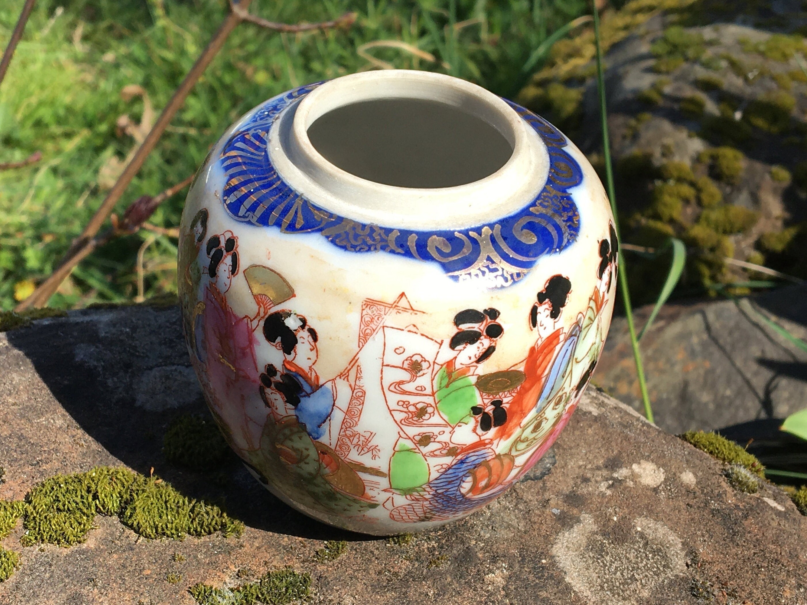 Antique Japanese Geisha Girl Vase hand Painted 3 | Etsy
