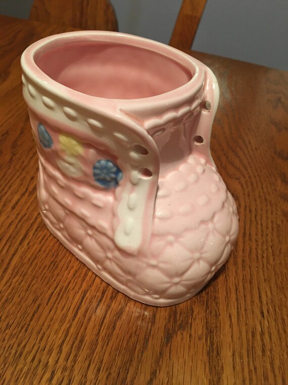 Adorable Vintage Ceramic Pink Baby Bootie Vase / Planter | Etsy