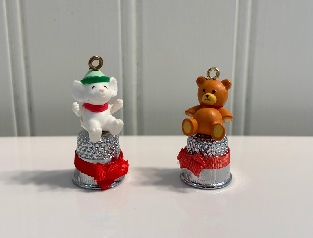 Vintage Set of Two Enesco "tiny Toy Thimble" Miniature Christmas ...