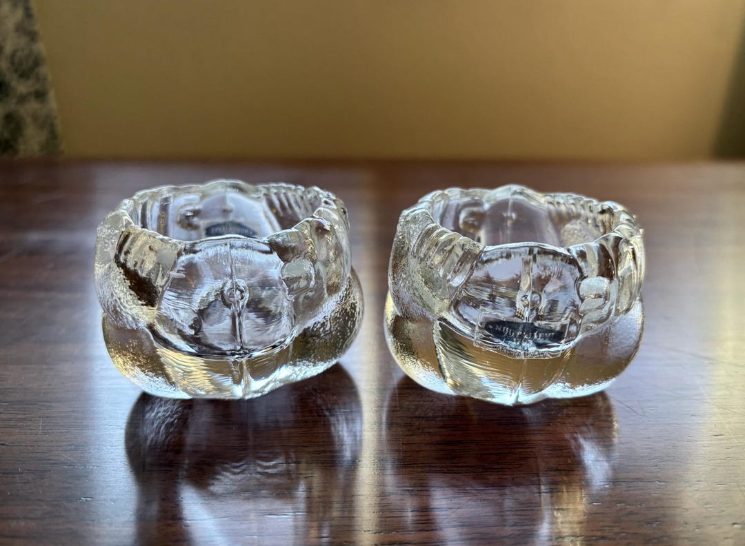 Vintage Nuutajarvi Finland Crystal Art Glass Votive Holders / Egg Cups ...