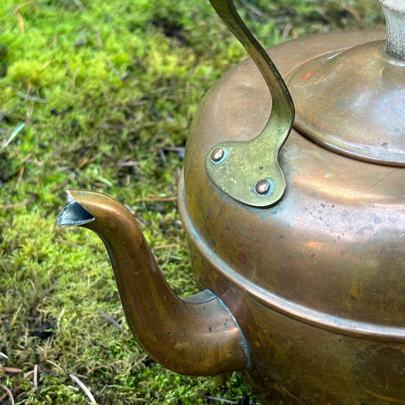 Vintage Copral Copper Teakettle With Brass and Wood Handle, Made in ...