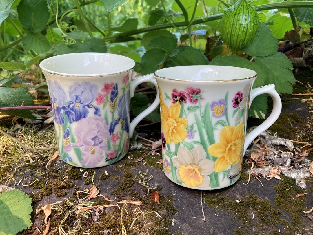 Vintage 1995 Lenox Flower Blossom Collection Fine Porcelain Mugs ...