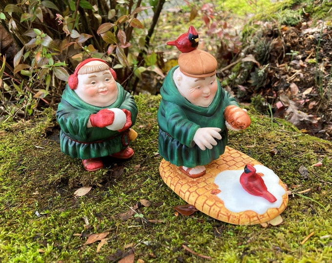 Dept. 56 merry Makers Monk Figurine siegfried W/ a Snowball OR the Bird ...