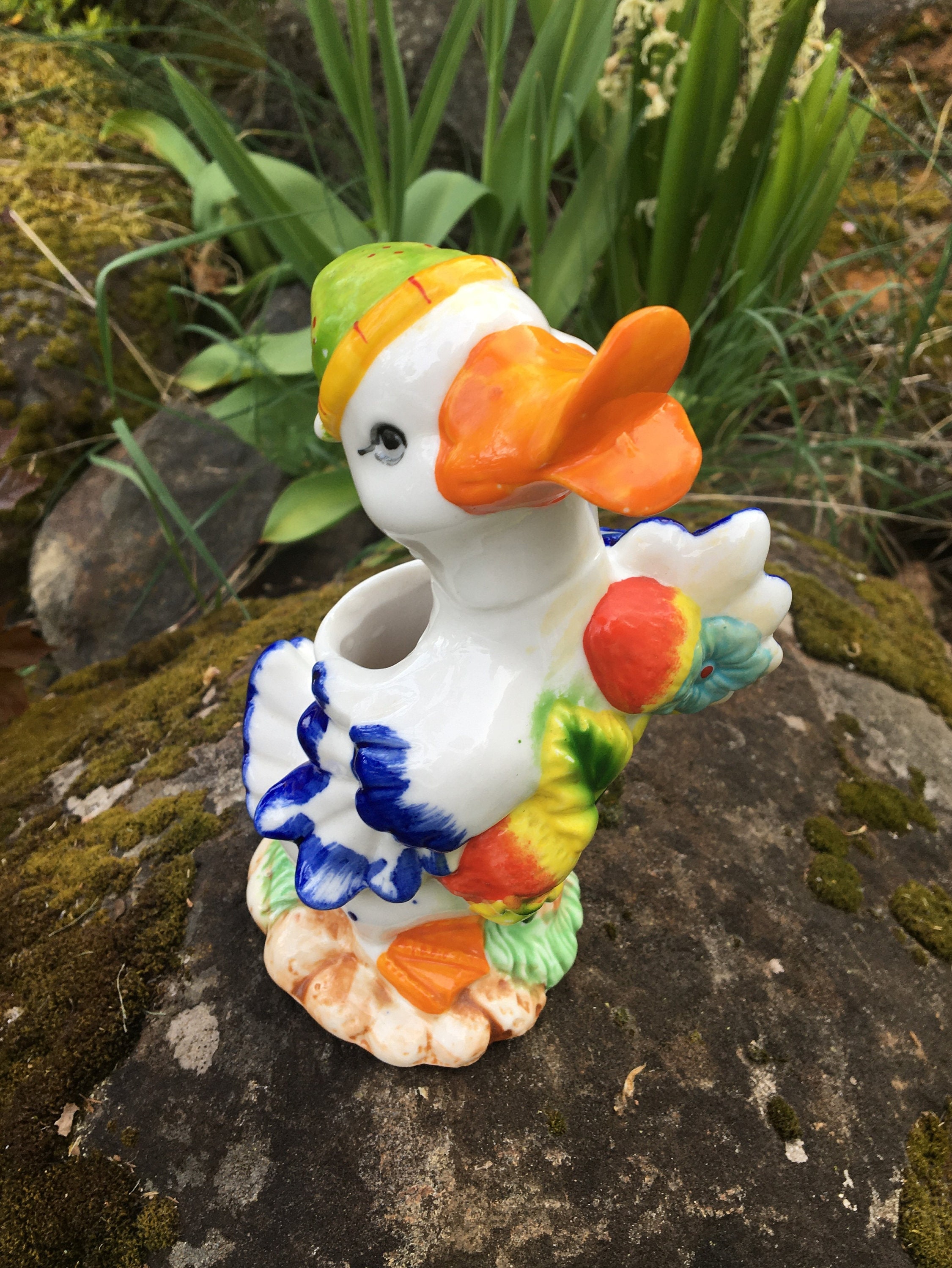 Unique Vintage Hand Painted Anthropomorphic Kitschy Duck Vase | Etsy