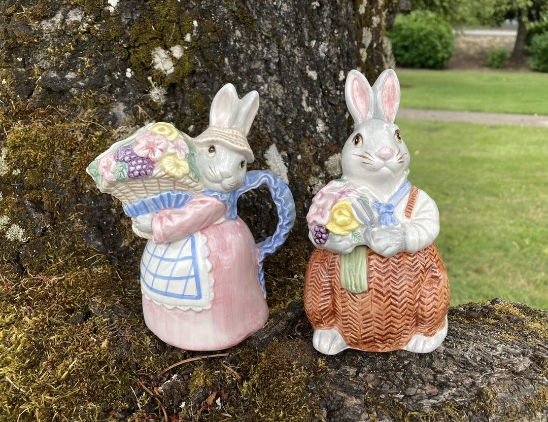 Vintage 1989 Fitz & Floyd "bunny Hollow" Sugar Dish and Creamer Set W ...