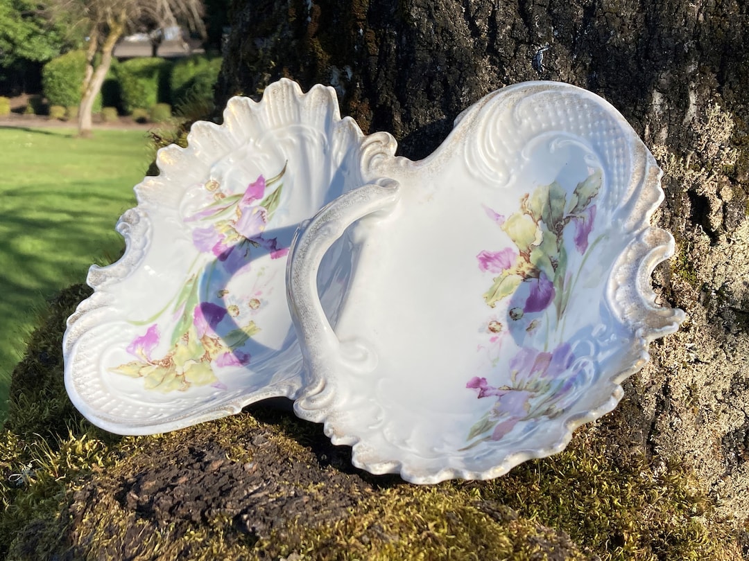 Antique K. Steinmann (silesia) 11.5" Ornate Handled Double Serving Dish ...