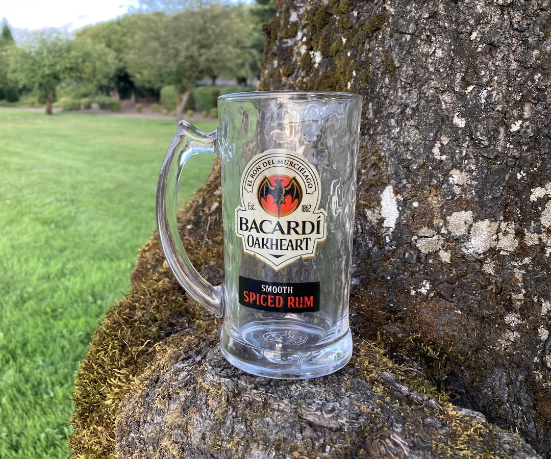 Vintage Bacardi Oakheart Smooth Spiced Rum Handled Glass Beer Mug ...