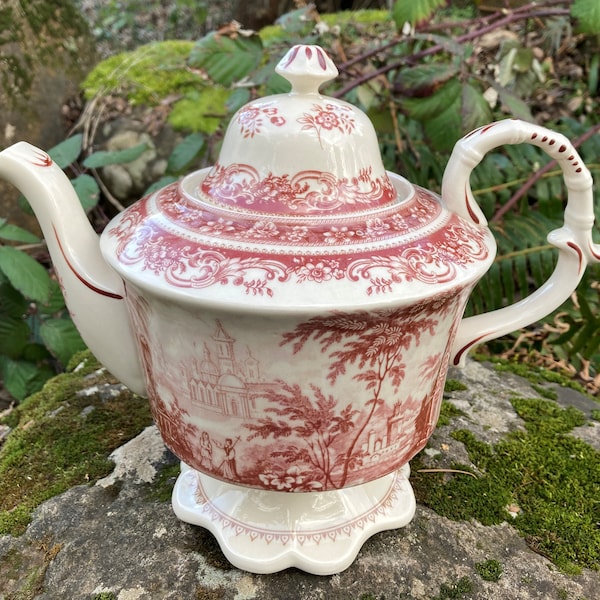 Toile Teapot Red Transferware - Etsy