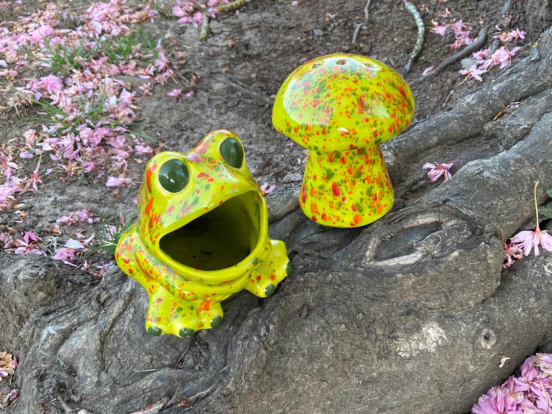 Vintage 1978 Arnels Green Speckled Pottery Frog Scrubby / Sponge Holder ...