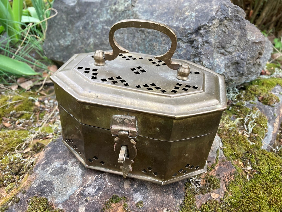Vintage Pierced Brass Hinged Cricket Boxes - Large 9" Lunchbox OR Med ...
