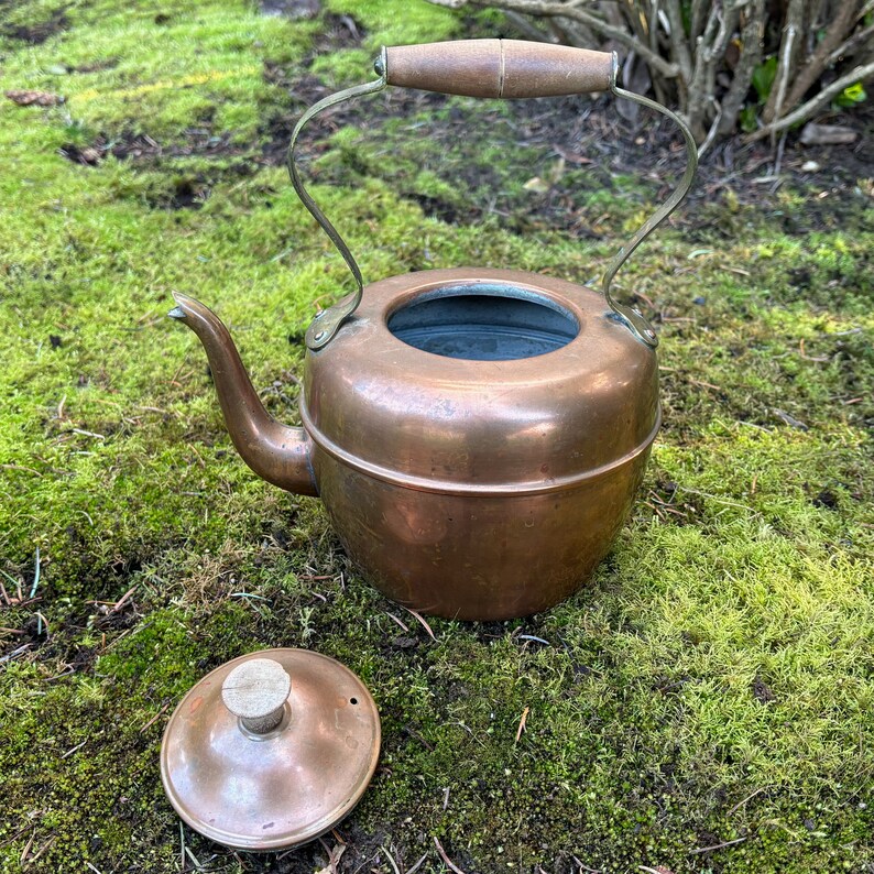 Vintage Copral Copper Teakettle With Brass and Wood Handle, Made in ...