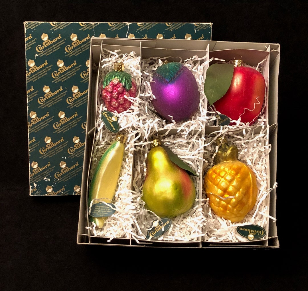 Vintage Hand Blown Glass Fruit Christmas Tree Ornaments, Complete Set ...