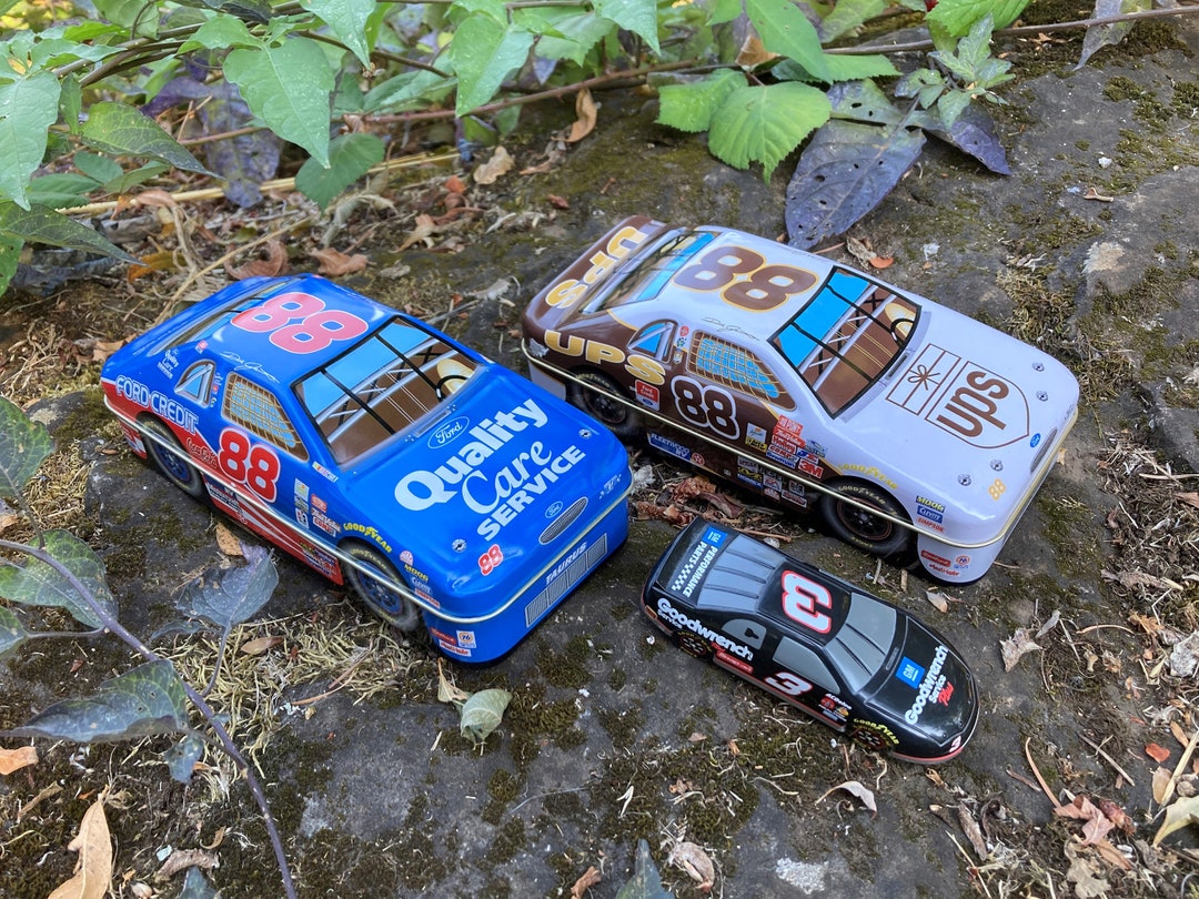 Set of 3 NASCAR Novelty Collectible Items: Car-shaped Tin Boxes and Car ...