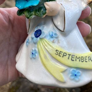 Vintage Hand-painted Lefton Birthday Angel september Figurine W/ Blue ...