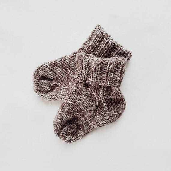 Rustic Baby Socks Knitted in Colors Mud and Taupe Mottled - Etsy