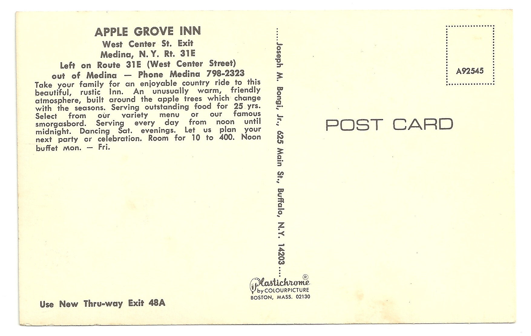 Apple Grove Inn, Medina, NY 1960's Postcard - Etsy
