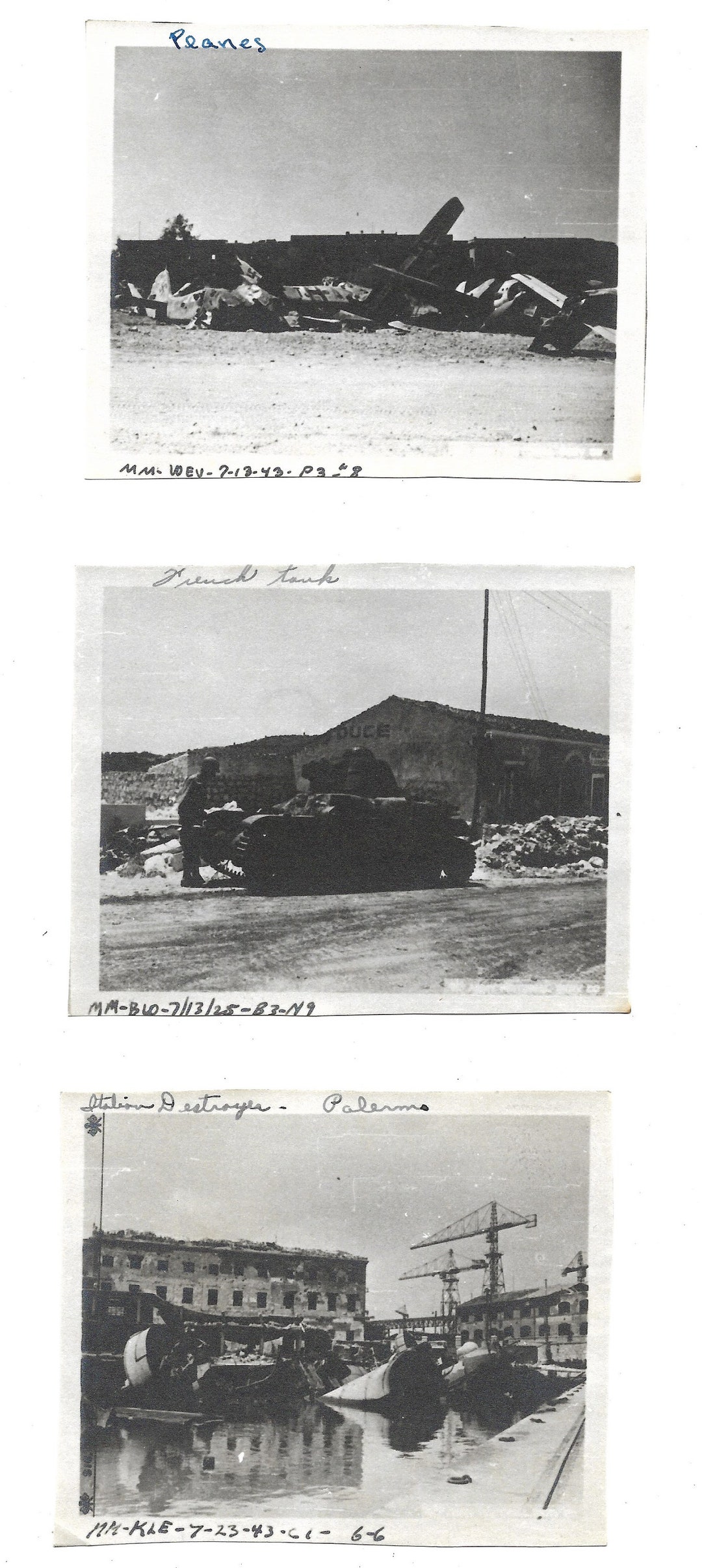 US Army Group AA, Three Small War Photographs, Rome and Naples Area ...