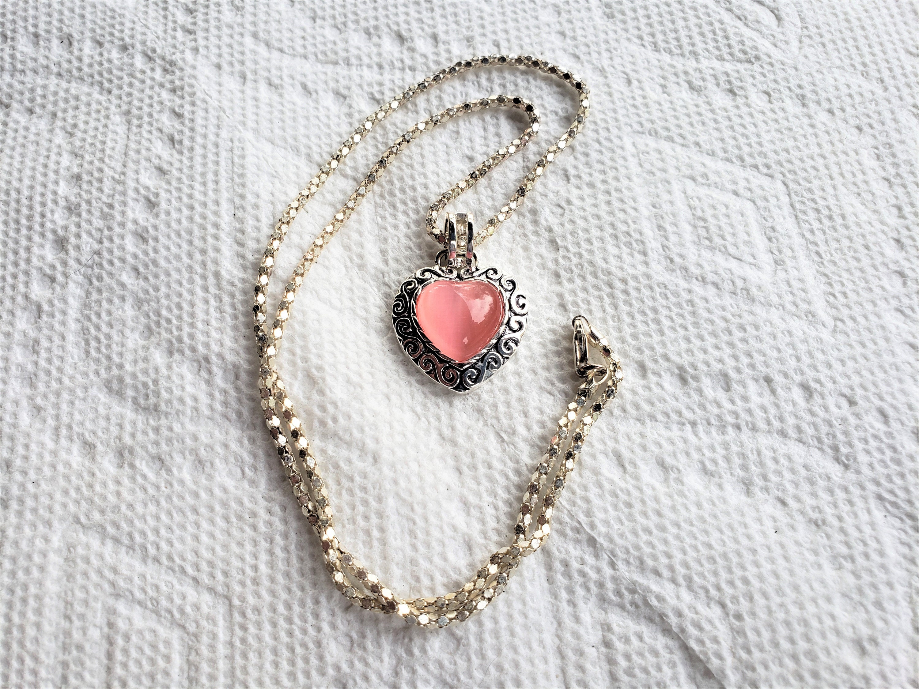 Pink Heart Necklace 19 Inches Long Estate Vintage FREE SHIPPING - Etsy