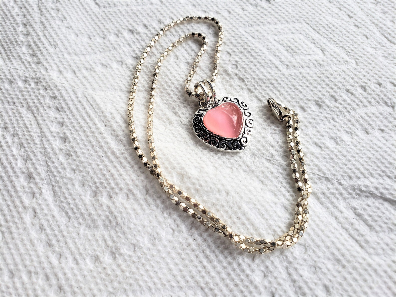Pink Heart Necklace 19 Inches Long Estate Vintage FREE - Etsy