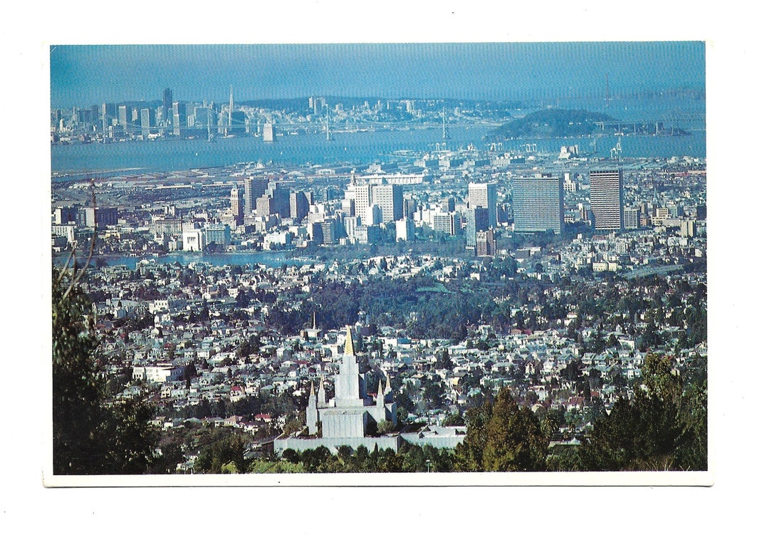 Oakland Hills Showing Mormon Temple and Bay Bridge 1982 Postcard FREE ...