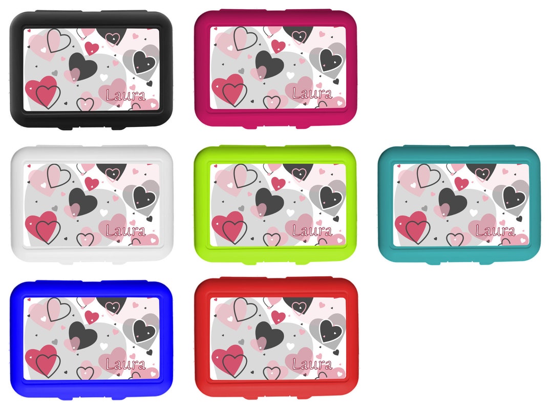 Lunch Box / Lunchbox / Snack Box / With Insert Motif Heart Color Pink ...