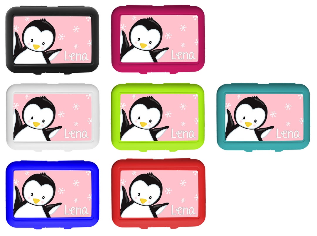 Lunch Box / Lunchbox / Snack Box / With Insert Motif Penguin Color Pink ...