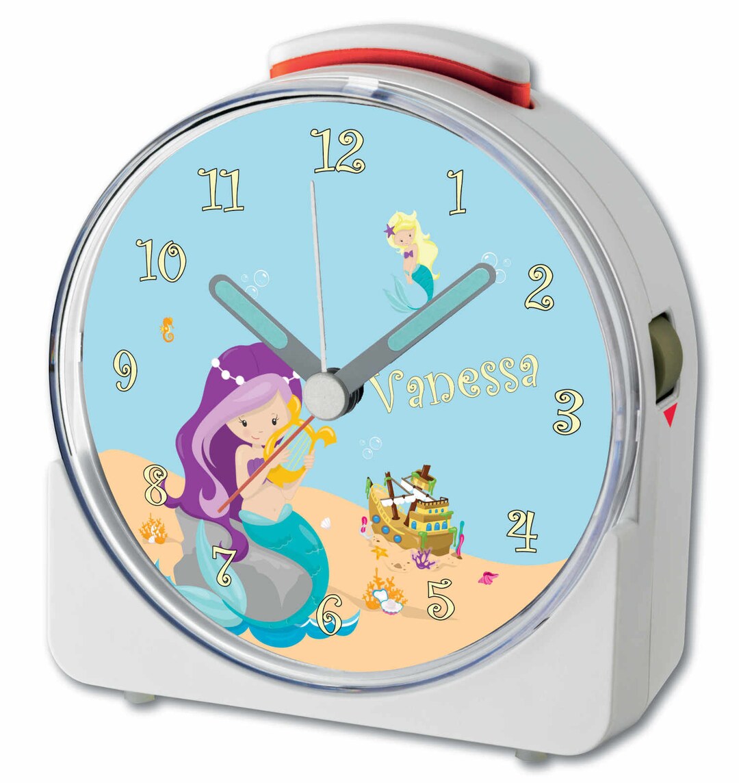 Children's Fun Alarm Clock White Motif Mermaid Alarm Clock Quiet ...