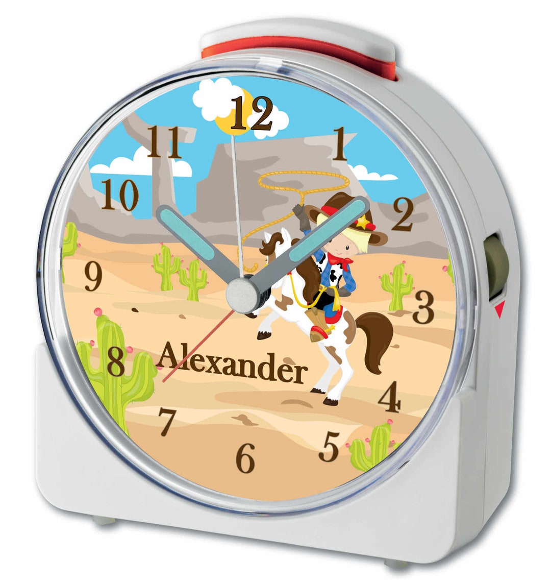 Children's Radio Controlled Alarm Clock White Motif Cowboy - Etsy