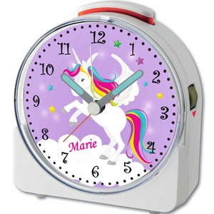 Children's Fun Alarm Clock White Motif Unicorn Purple Alarm Clock Quiet ...