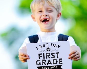 Printable First Day of School Sign 2025–2026 • Black & White Design for ...