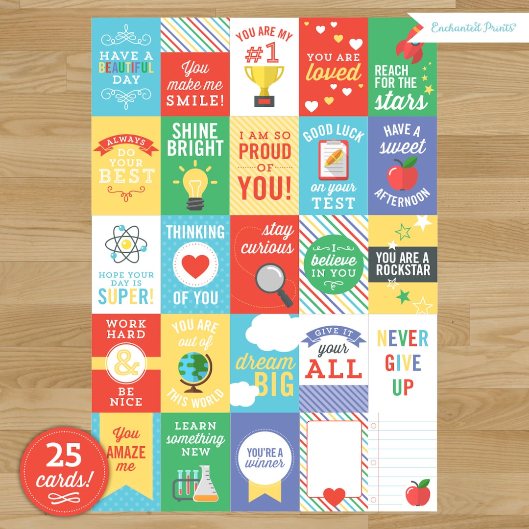 Printable Lunch Box Notes for Kids - Back to School Positive Messages ...