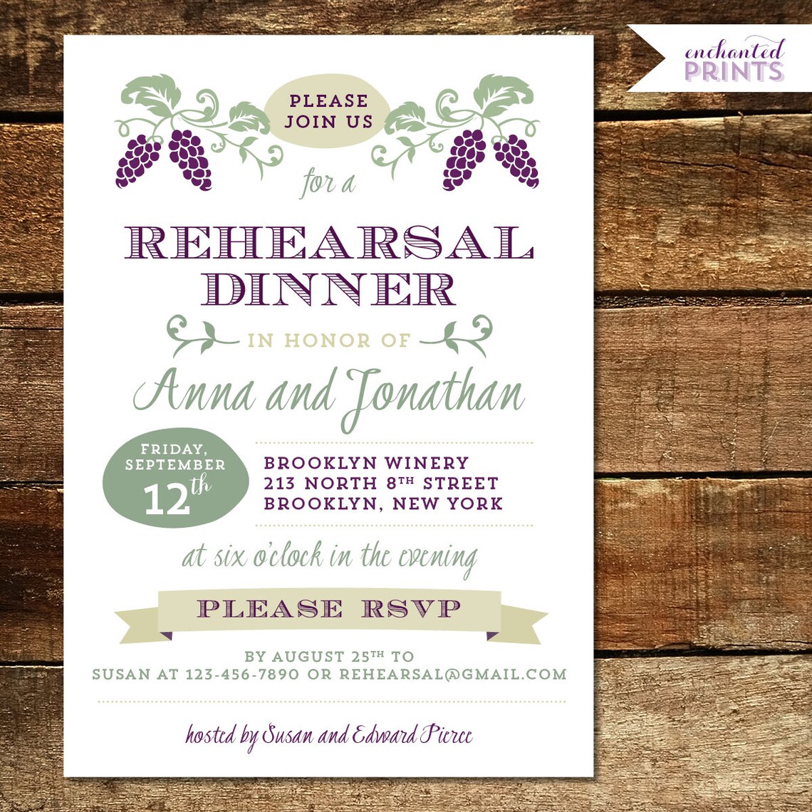 Vineyard Themed Invitation, Winery Themed Invitation -wedding ...