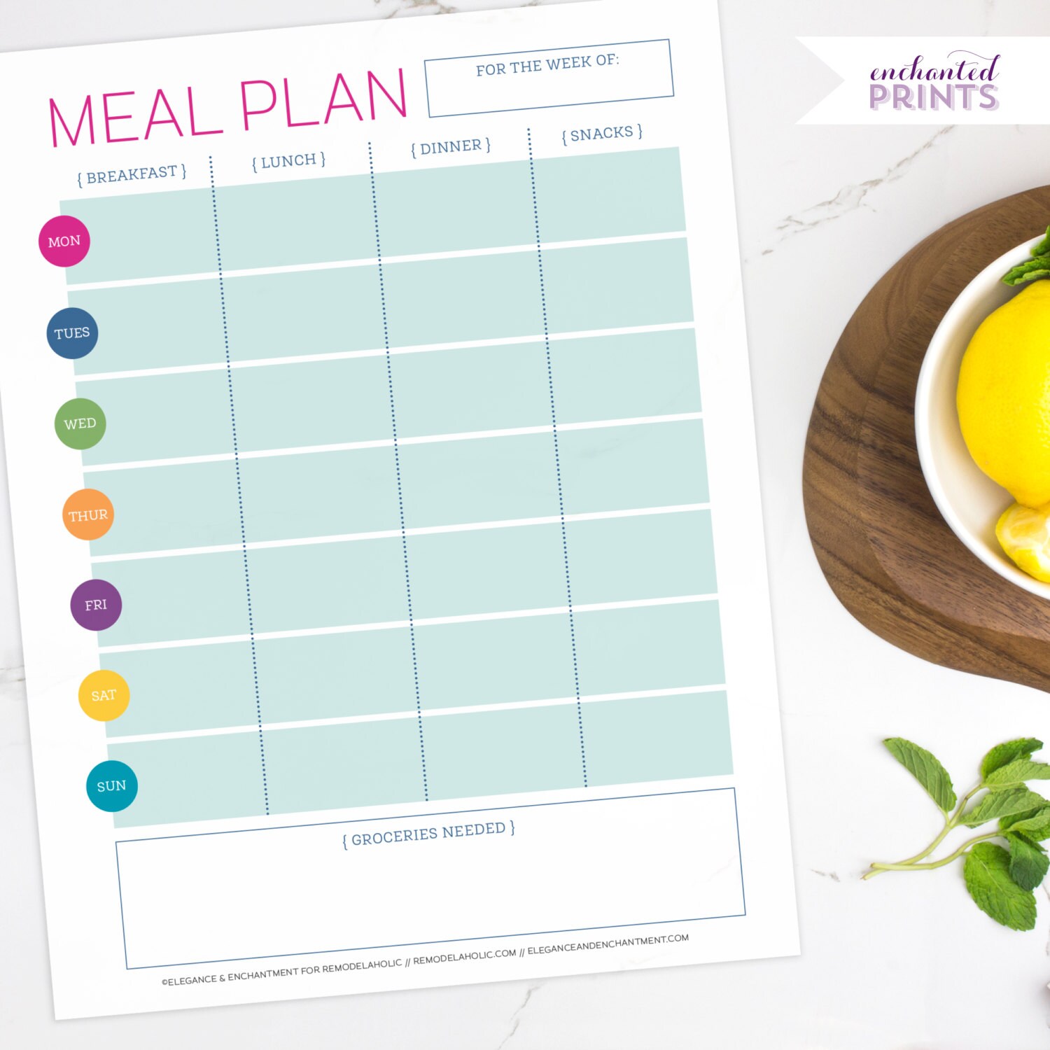 Healthy Meal Menu Weekly Planner Printable Grocery List - Etsy