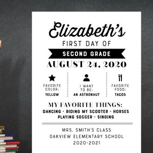First Day of School Sign, First Day of School Photo Black and White ...