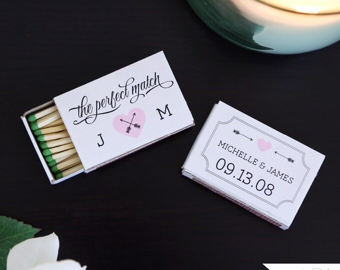 The Perfect Match Personalized Matchbox Covers-wedding Favor, Wedding ...