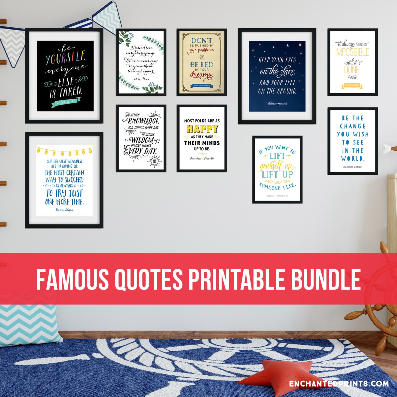 Famous Quotes Printable Bundle - 10 Printable Designs - 5x7, 8x10 ...