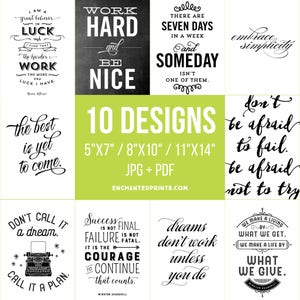 Black and White Motivation Printable Bundle - 10 Printable Designs ...
