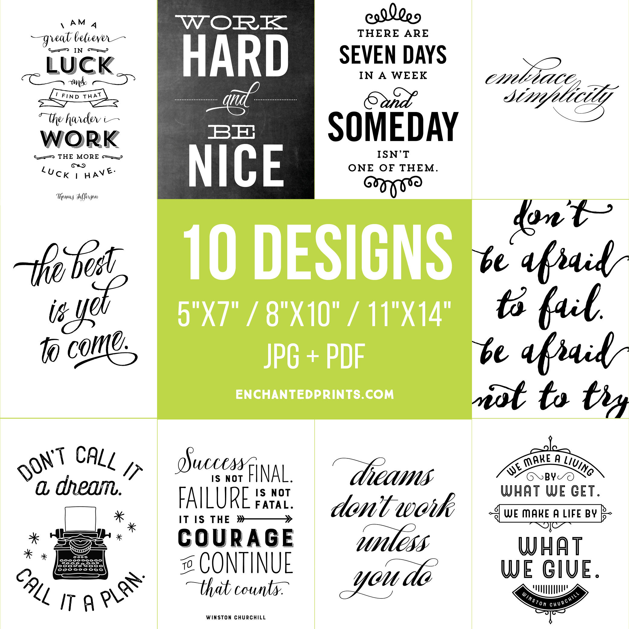 Black and White Motivation Printable Bundle - 10 Printable Designs ...