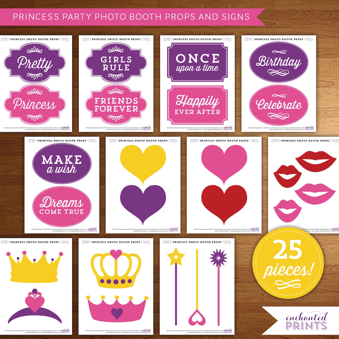 Instant Download - Princess Birthday Party - Printable DIY Photo Booth ...