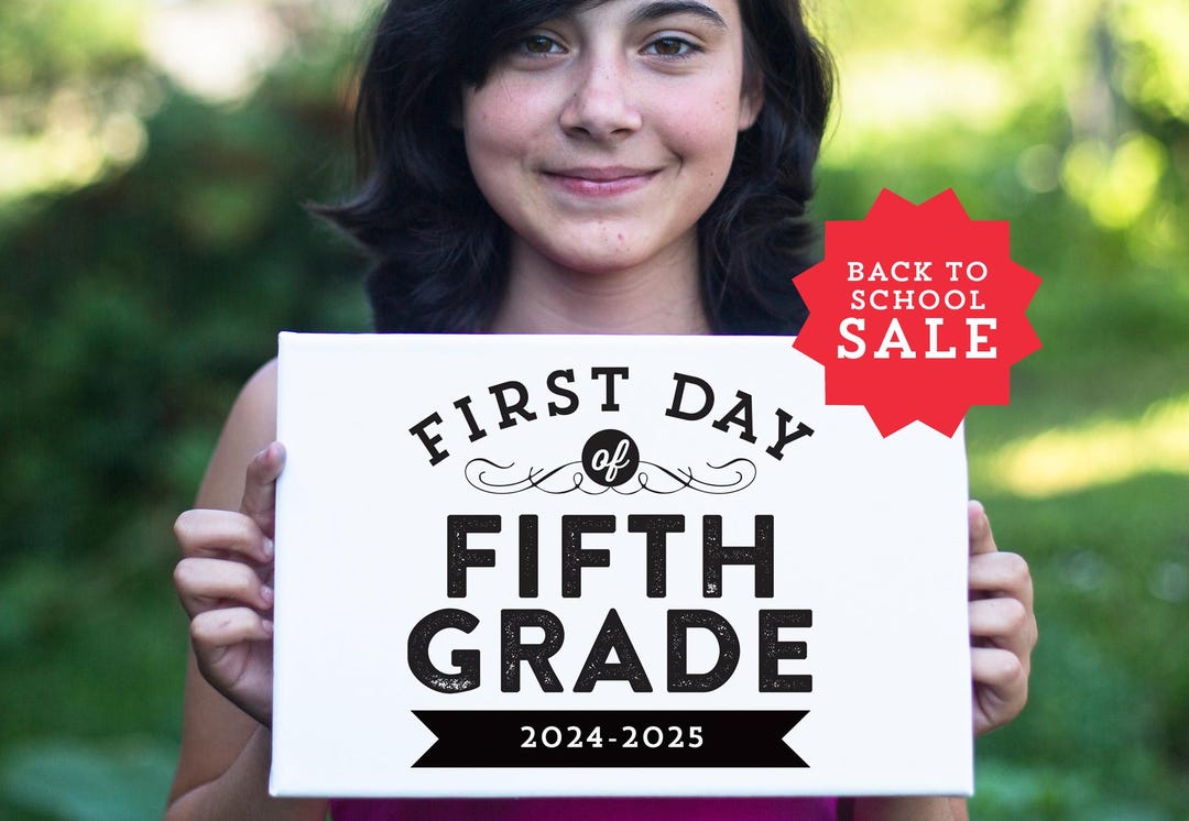 Printable First Day of School Sign 2025–2026 • Black & White Design for ...