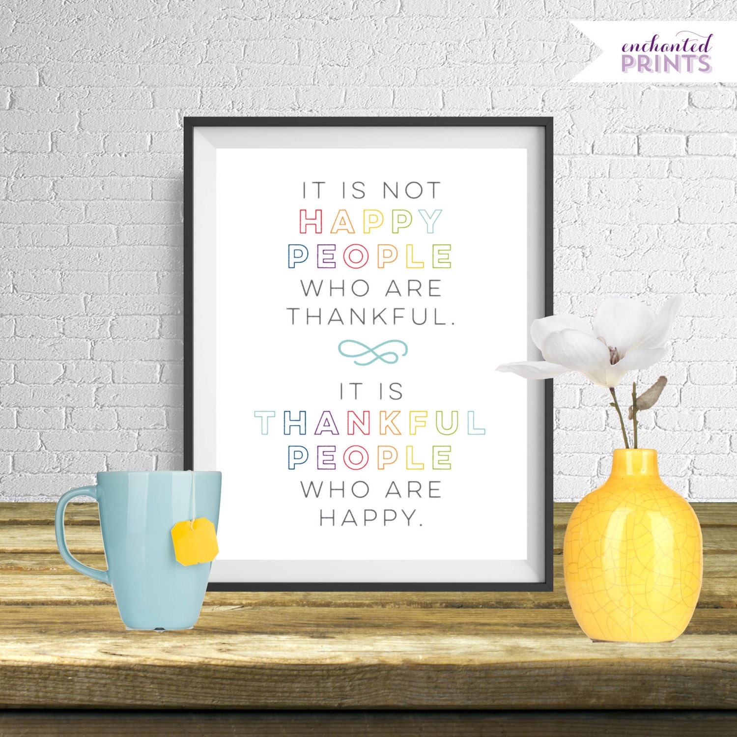 Happy People Thankful People Multicolor Typographic Modern | Etsy