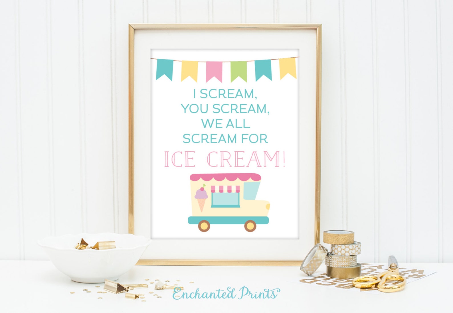 Ice Cream Party Sign - All Scream for Ice Cream - Printable Art Wall ...