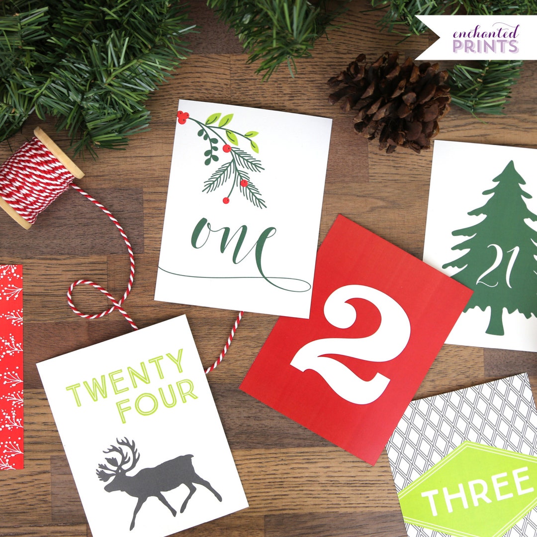 Printable Advent Calendar 25 Card December Calendar Countdown to ...
