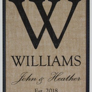 Personalized Burlap Print Wedding Monogram Burlap Sign With - Etsy