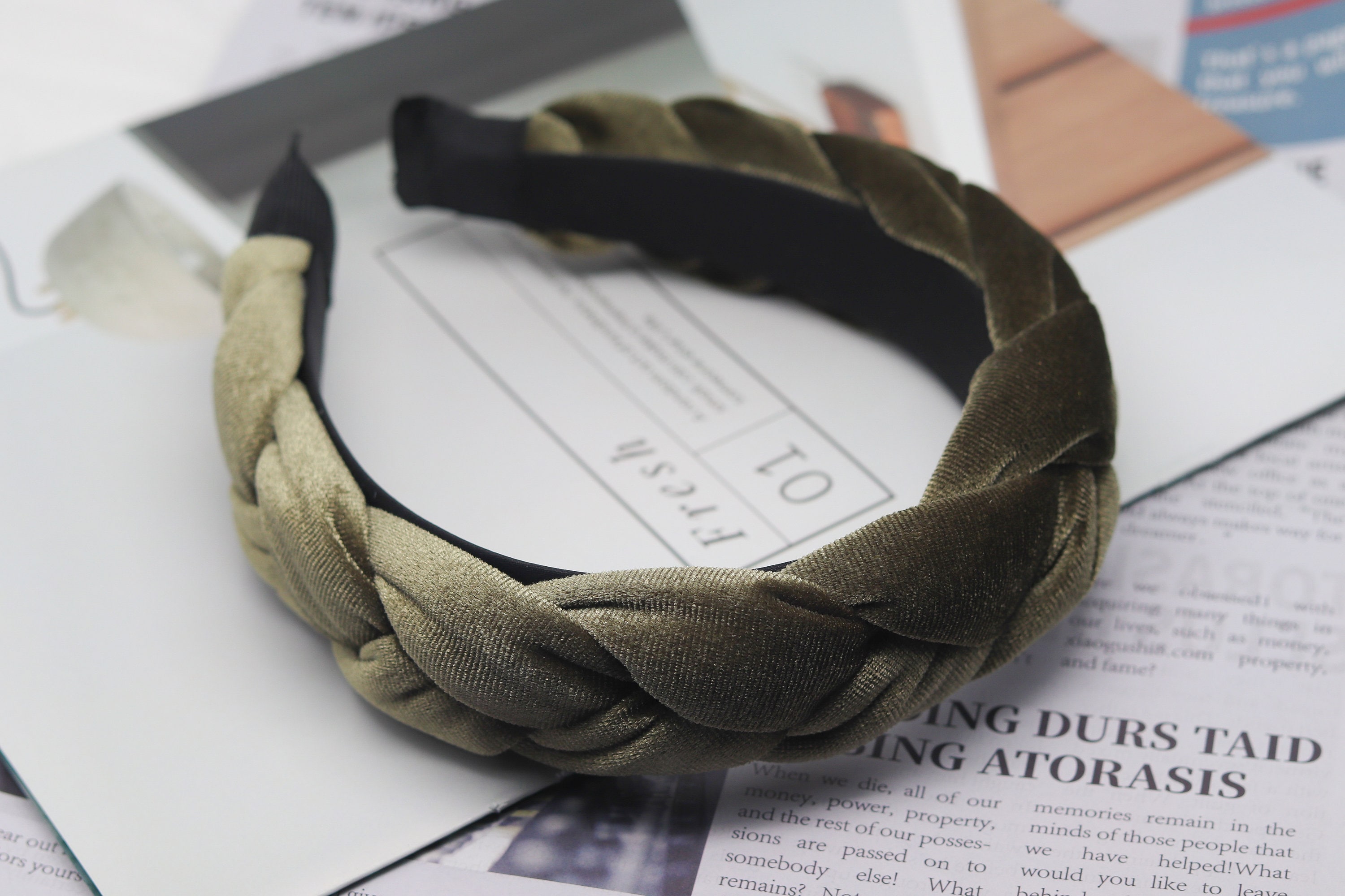 Navy Blue Velvet Headband Scrunch Braid Hairband Wide Plait - Etsy