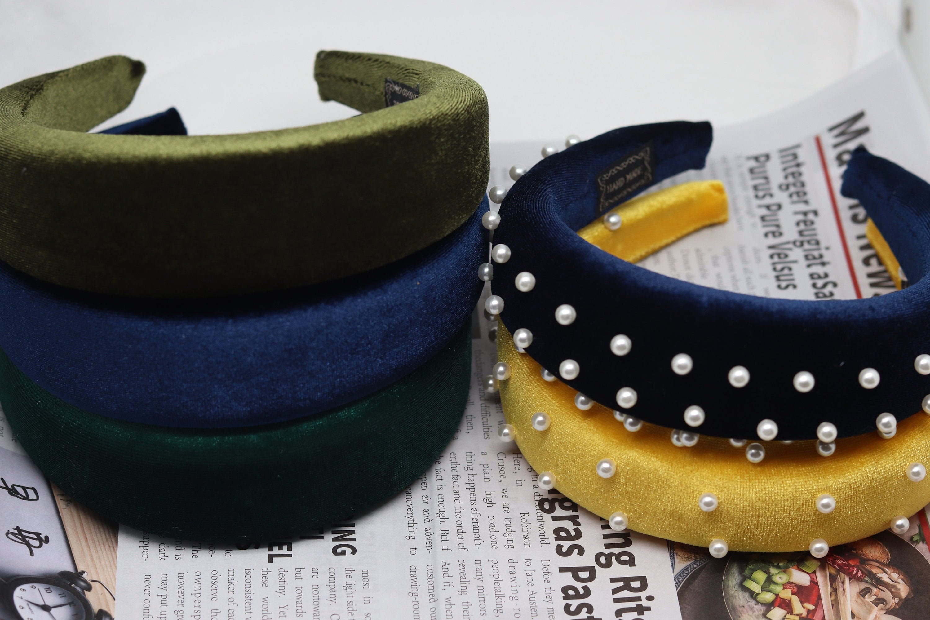 Velvet Pearl Headband Flock Padded Women Scrunch Hair Wrap - Etsy