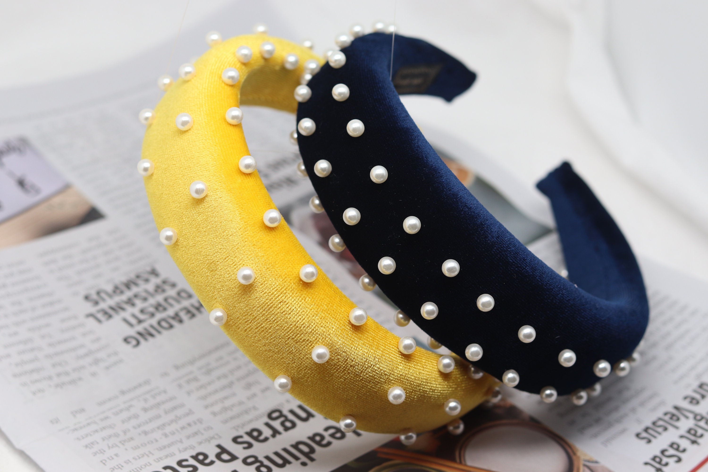 Velvet Pearl Headband Flock Padded Women Scrunch Hair Wrap - Etsy