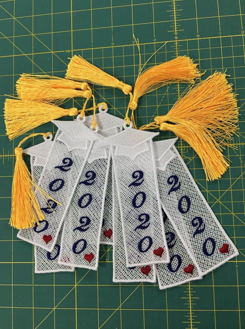 FSL Graduation Cap Bookmark Machine Embroidery Design 5 X 7 Multiple ...
