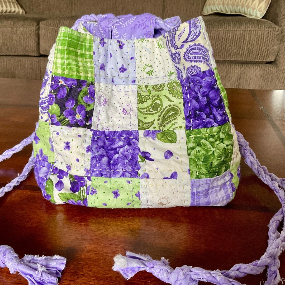 New Slow Stitch Medium Rice Bag / Purse Cotton Handmade by B G Morrow ...
