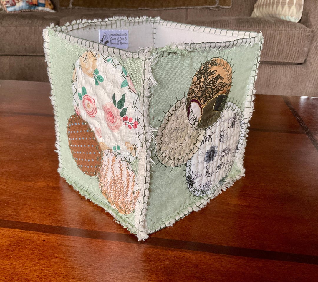 Slow Stitched Fiber Arts Box: Handmade Cotton Fabric Vessel - Etsy